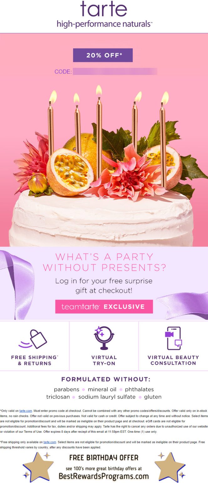 How To Get Tarte Birthday Gift?